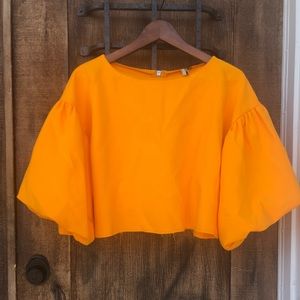Topshop | Tops | Topshop Orange Puff Sleeves Structure Crop Top 6 ...